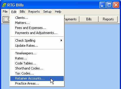 RTG Bills: How To Create A Retainer Account