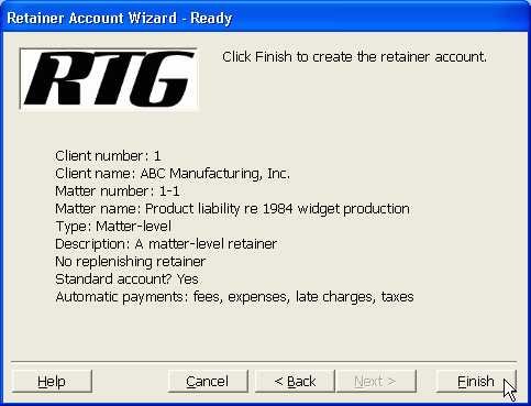 RTG Bills: How To Create A Retainer Account